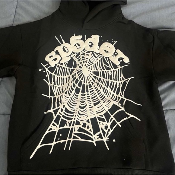 Sp5der | Jackets & Coats | Sp5der Black Hoodie With Web Design | Poshmark